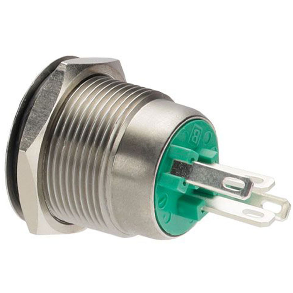 Bulgin MPI002/28/GN Anti-vandal Switch SPST 24V DC 50mA Green Ring IP66 ...
