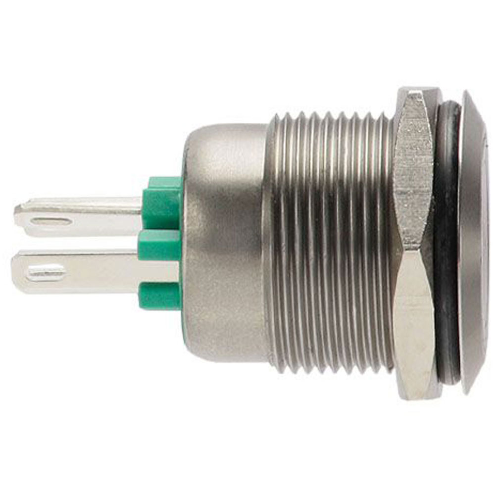 Bulgin MPI002/28/GN Anti-vandal Switch SPST 24V DC 50mA Green Ring IP66 ...