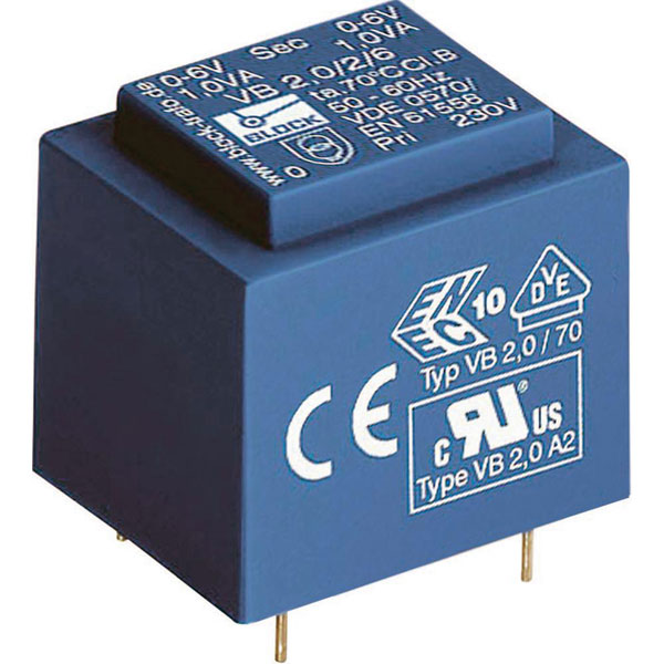 Block VB 1,2/1/6 - PCB Mount Transformer 1.2VA 6V 200mA | Rapid Electronics