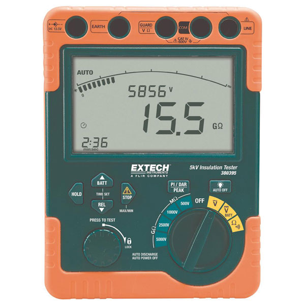 Extech 380396 Insulation measuring device 500 V/1/2.5/5 kV CAT IV 600V ...