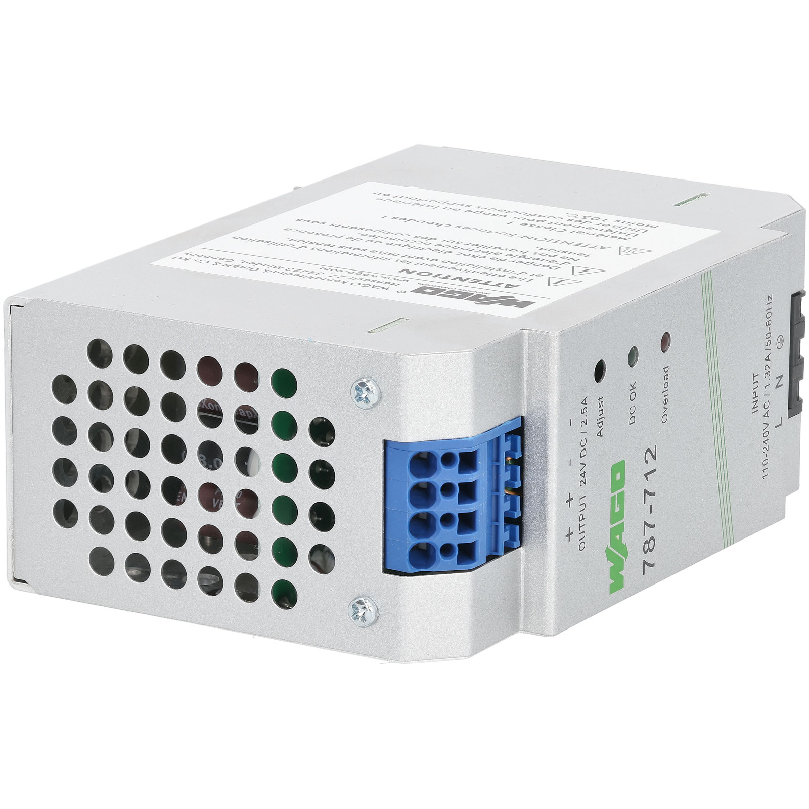 WAGO 787-712 Eco Single Phase 24VDC 2.5A DIN-35 Rail Power Supply ...