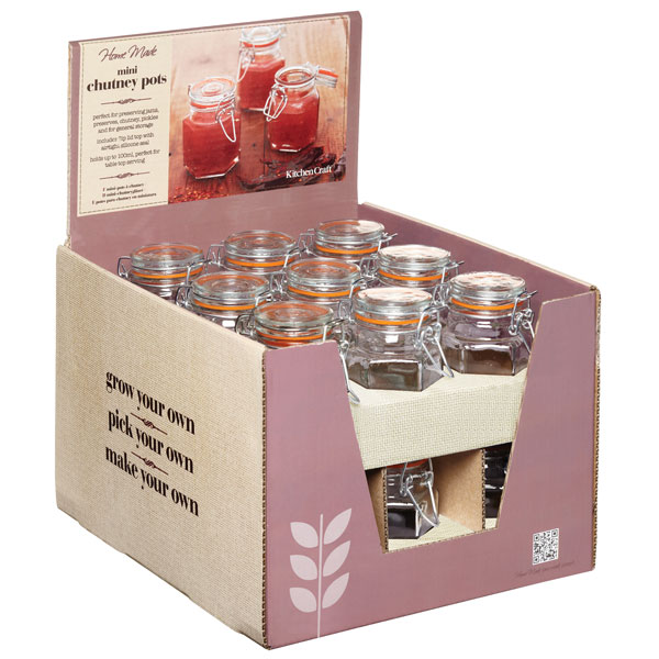Kitchen Craft KCHMJARHEXDISP Display of 18 Mini Clip Top Chutney Pots ...