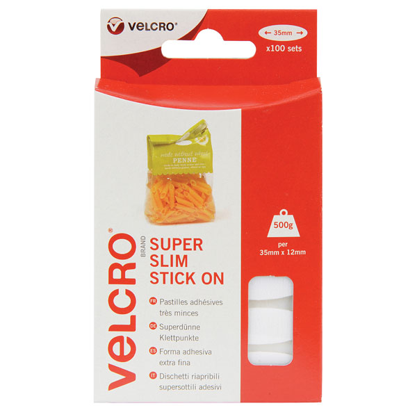 VELCRO® Brand VEL-EC60213 Super Slim Stick On Ovals 35x12mm White Pack ...