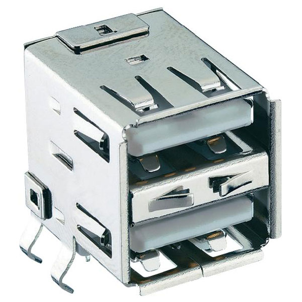 Lumberg 2410 03 USB 2.0 Double Chassis Socket Type A for PCB Angled ...