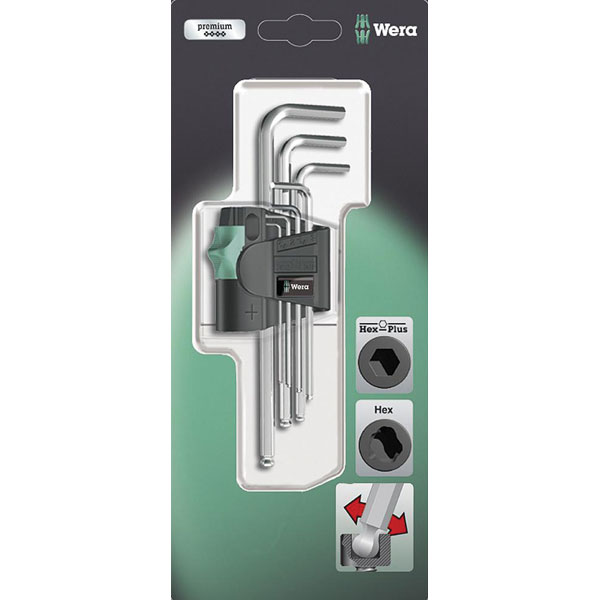 Wera 05073400001 950 PKL/7 Premium Chrome-Plated Hex-Plus 7-Piece L-Key ...