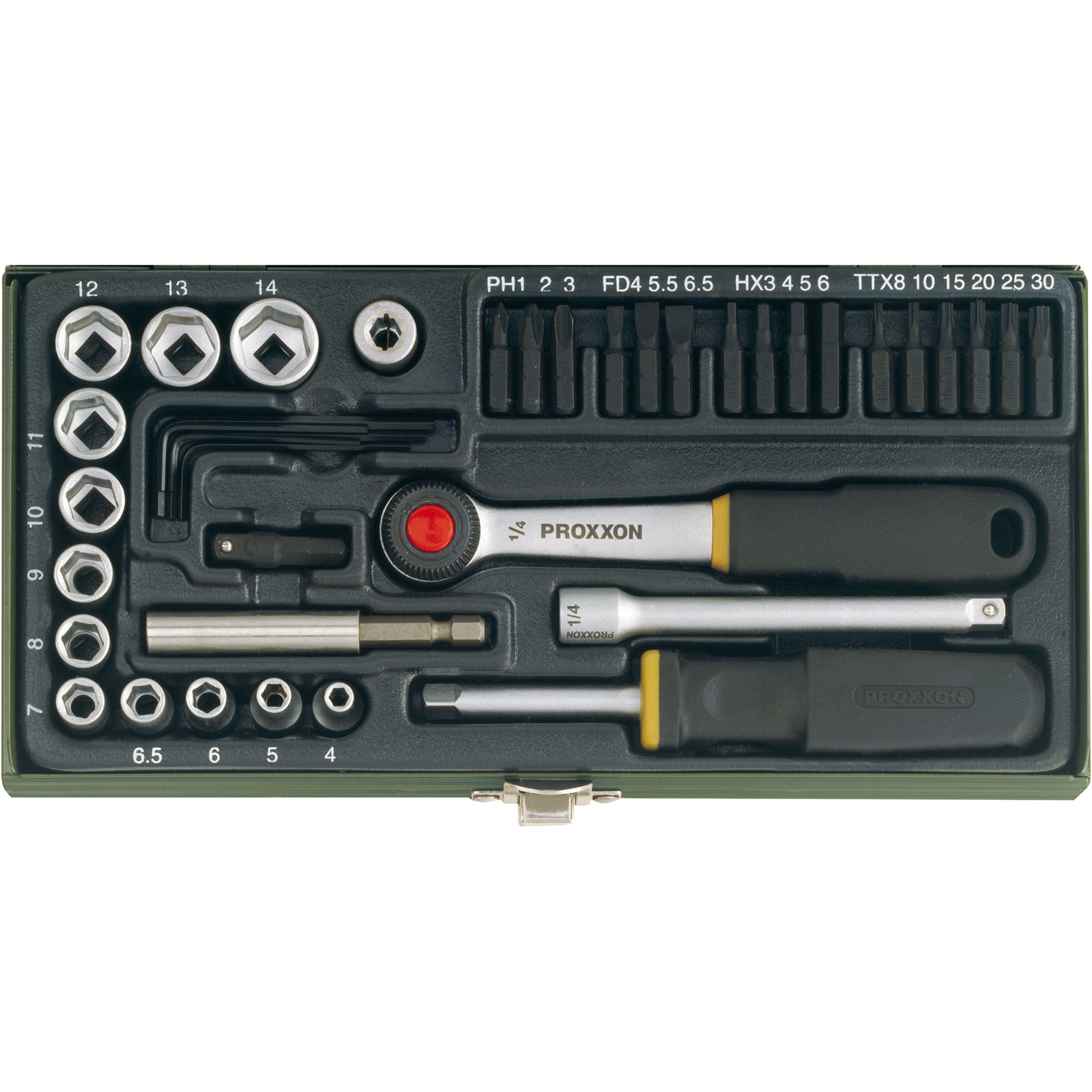 Proxxon Industrial 23070 Screwdriver Socket Set With Magnetic Adaptor 39 Piece