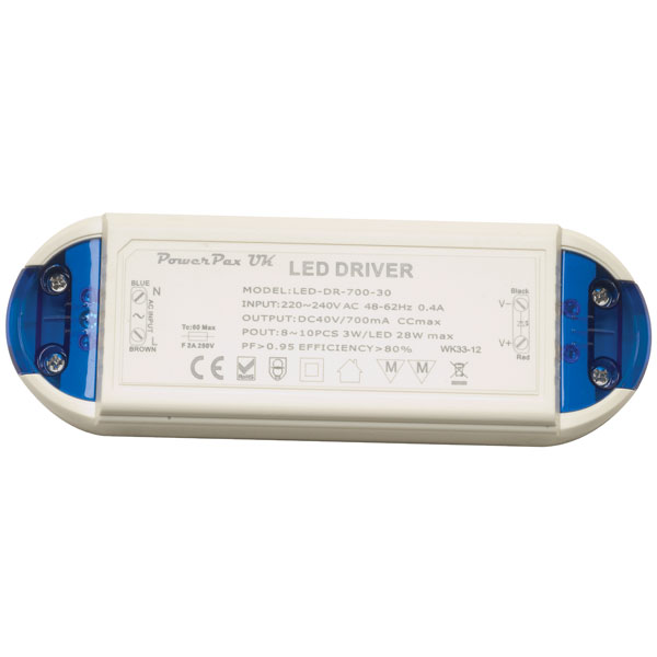 PowerPax UK LED-DR-700-30 700mA Constant Current LED Driver 28W | Rapid ...