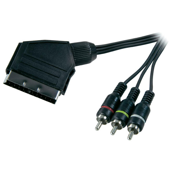 SpeaKa Professional 3x RCA Plugs (Phono) to Switched SCART Plug Cable ...