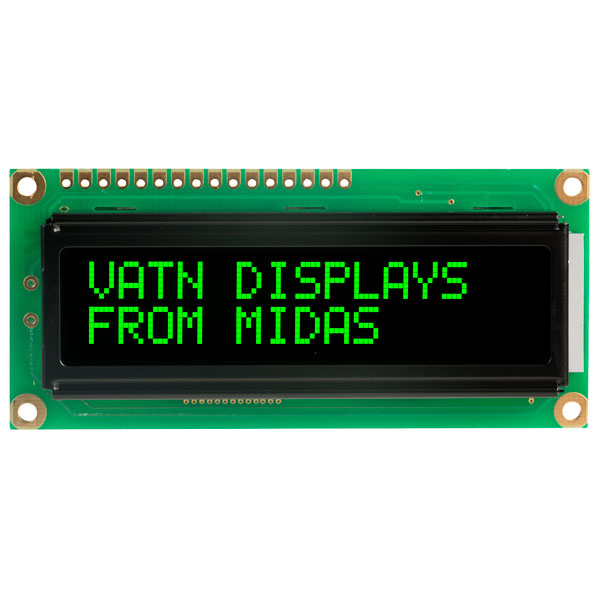 Midas Displays MC21605G12W-VNMLG 16x2 VATN LCD Display Negative Mode ...