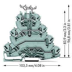 WAGO 2002-4111 L1/L2 Quad Deck 5.2mm Terminal Block Grey AWG 22-12 25pk ...