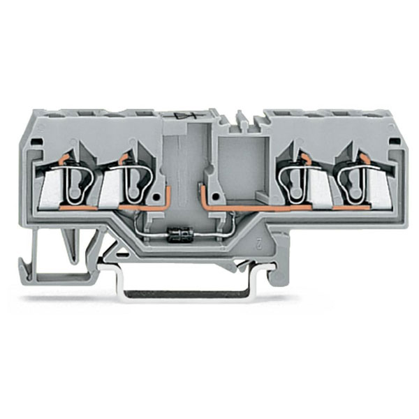 WAGO 280-655/281-410 5mm 4-cond. Diode 250V Terminal Block Grey AWG 28-14 | Rapid Electronics