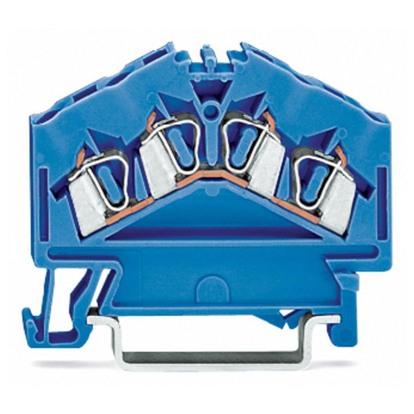 WAGO 280-656 5mm 4-cond. Through Terminal Block ATEX Ex I Blue AWG 28 ...