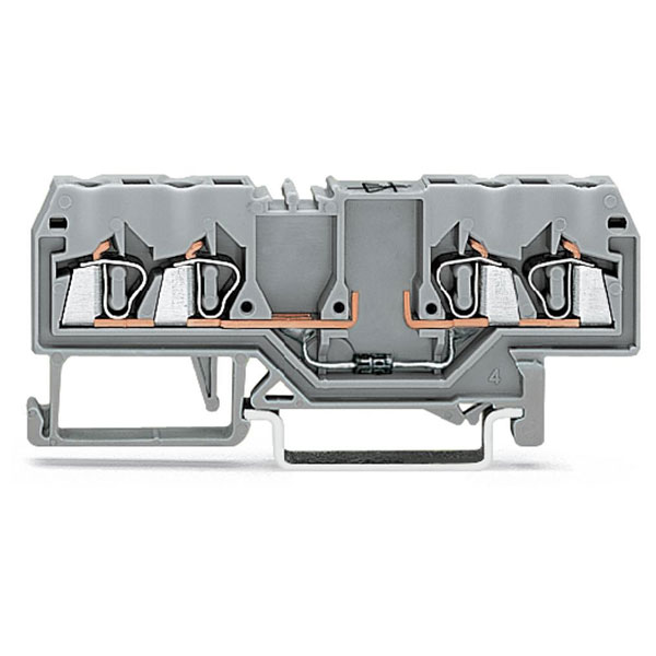 WAGO 280-815/281-411 5mm 4-cond. Diode 250V Terminal Block Grey AWG 28-14 | Rapid Electronics