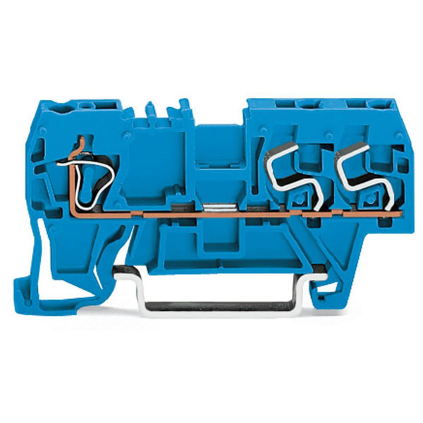 WAGO 290-684 5mm Thro. T-blk. 1 Cage/2 Fit Cl. ATEX Ex I Blue AWG 22-16 ...