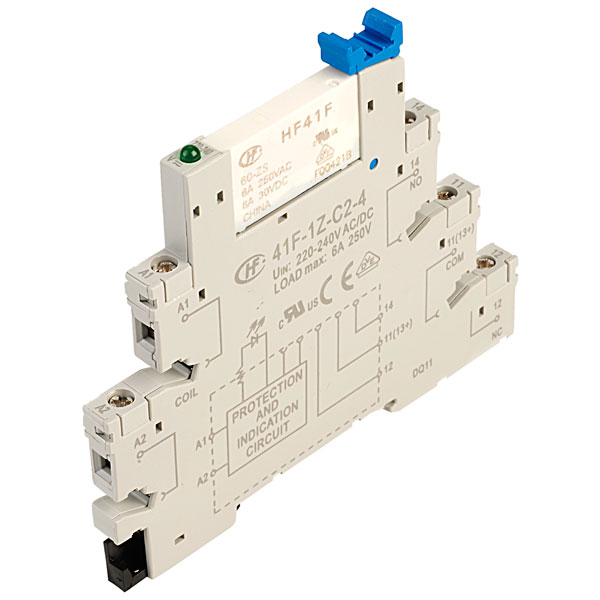 Hongfa 41F-1Z-C1-4-240 SPCO 220-240VAC 6A 6mm Slim line Relay Interface ...