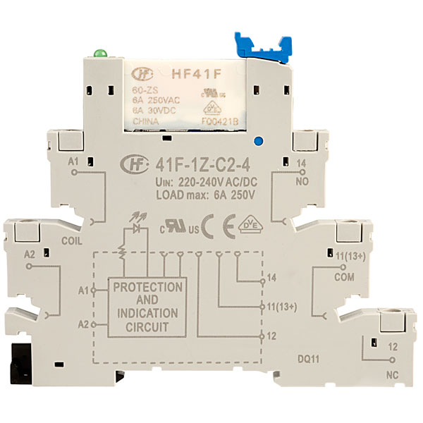 Hongfa 41F-1Z-C1-4-240 SPCO 220-240VAC 6A 6mm Slim line Relay Interface ...