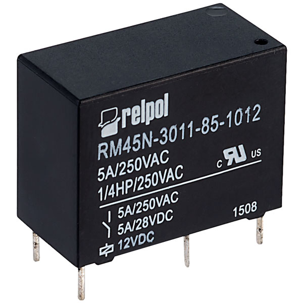 Relpol RM45N-3011-85-1012 SPDT Miniature Relay 12V 5A PCB | Rapid ...