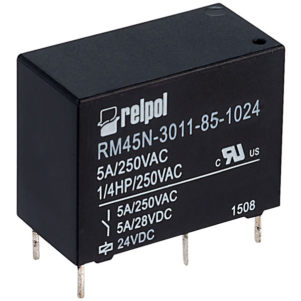 Relpol RM45N-3011-85-1024 SPDT Miniature Relay 24V 5A PCB | Rapid ...