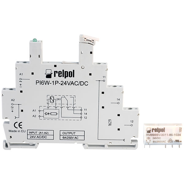 Relpol PIR6W-1P-24VAC/DC Interface Relay Module 19.2 - 26.4V 6A SPCO ...