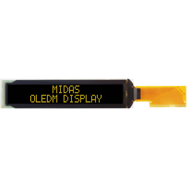 Midas Displays MCOT22005AX-EYM OLED TAB Display 20x2 Yellow | Rapid ...