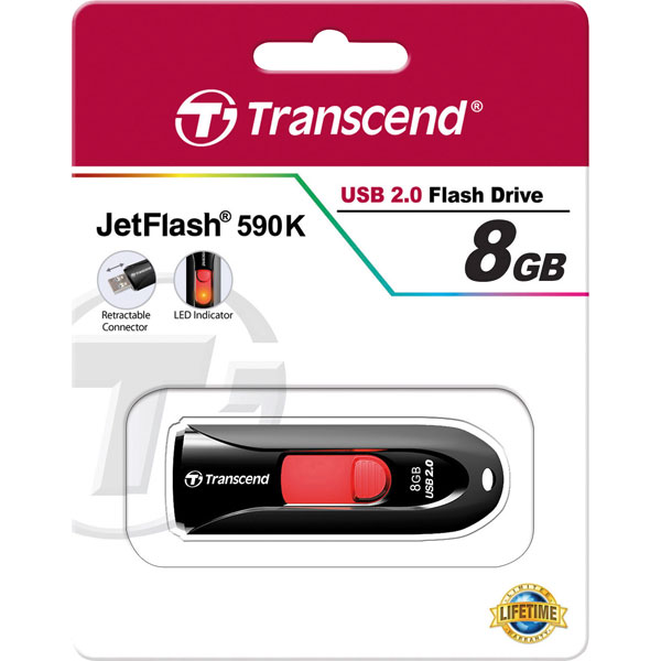 Transcend TS8GJF590K Jetflash 590 8GB USB Flash Drive - Black | Rapid ...