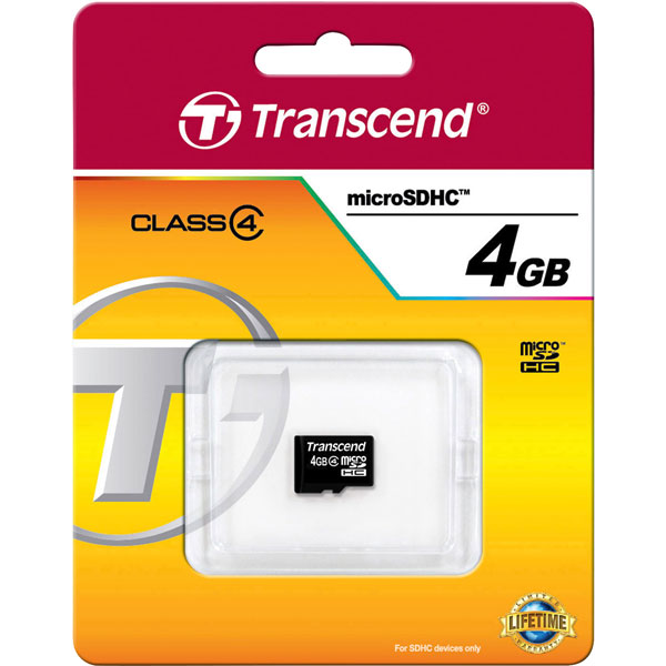 Transcend TS4GUSDC4 microSDHC Class 4 (Standard) 4 GB | Rapid Online