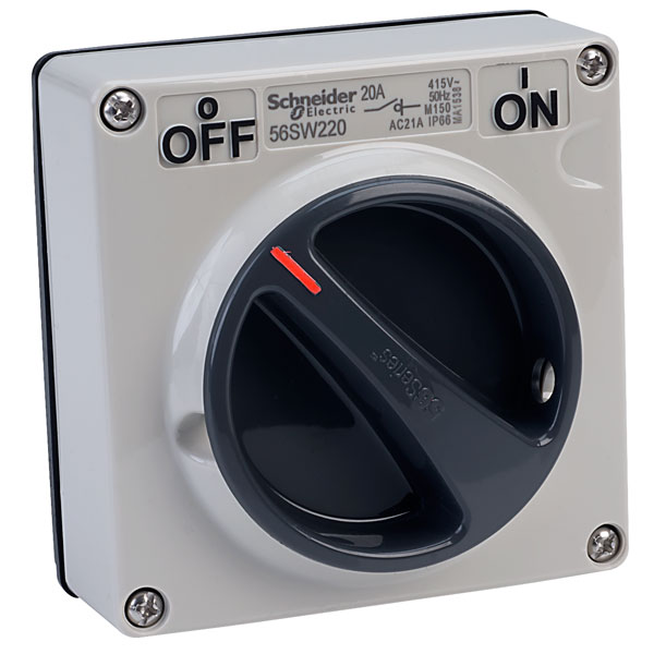 Schneider Electric 56SW220LEGY 20A 500V 2 Gang Rotary Wall Switch ...