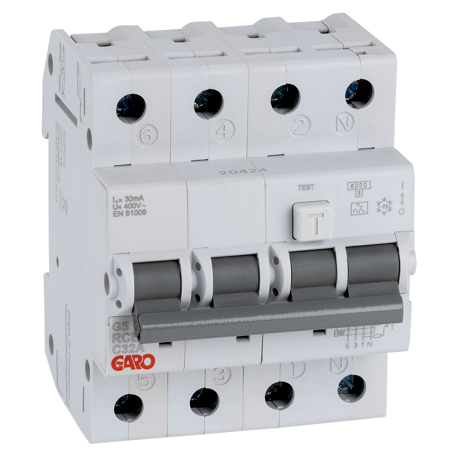 Garo RCBOGSC32 32Amps 4Pole RCBO 30Ma Type A Curve 4 Module Rapid Online Garo RCBOGSC32 32Amps 4Pole RCBO 30Ma Type A Curve 4 Module Rapid Online