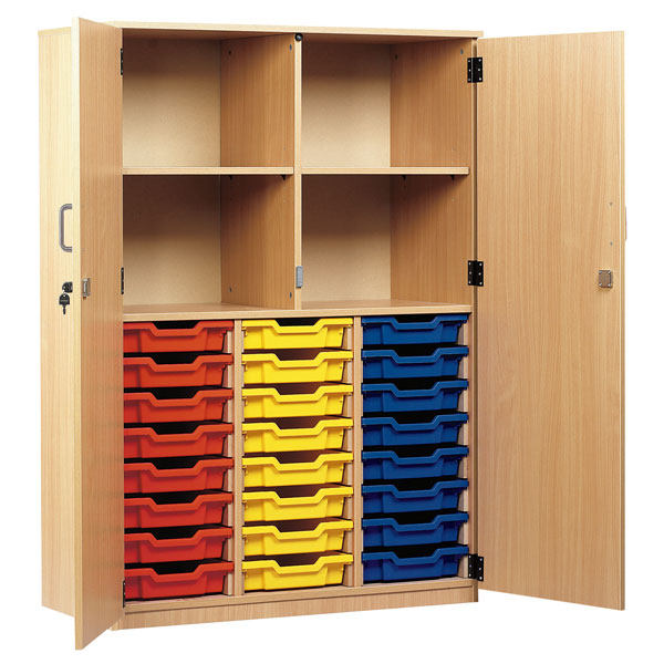 Monarch 24 Shallow Tray Storage Cupboard with Full Lockable Doors ...