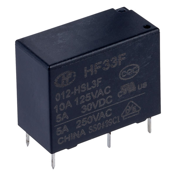 Hongfa HF33F/012-HSL3F PCB Relay 12VDC SPST-NO 10A | Rapid Electronics