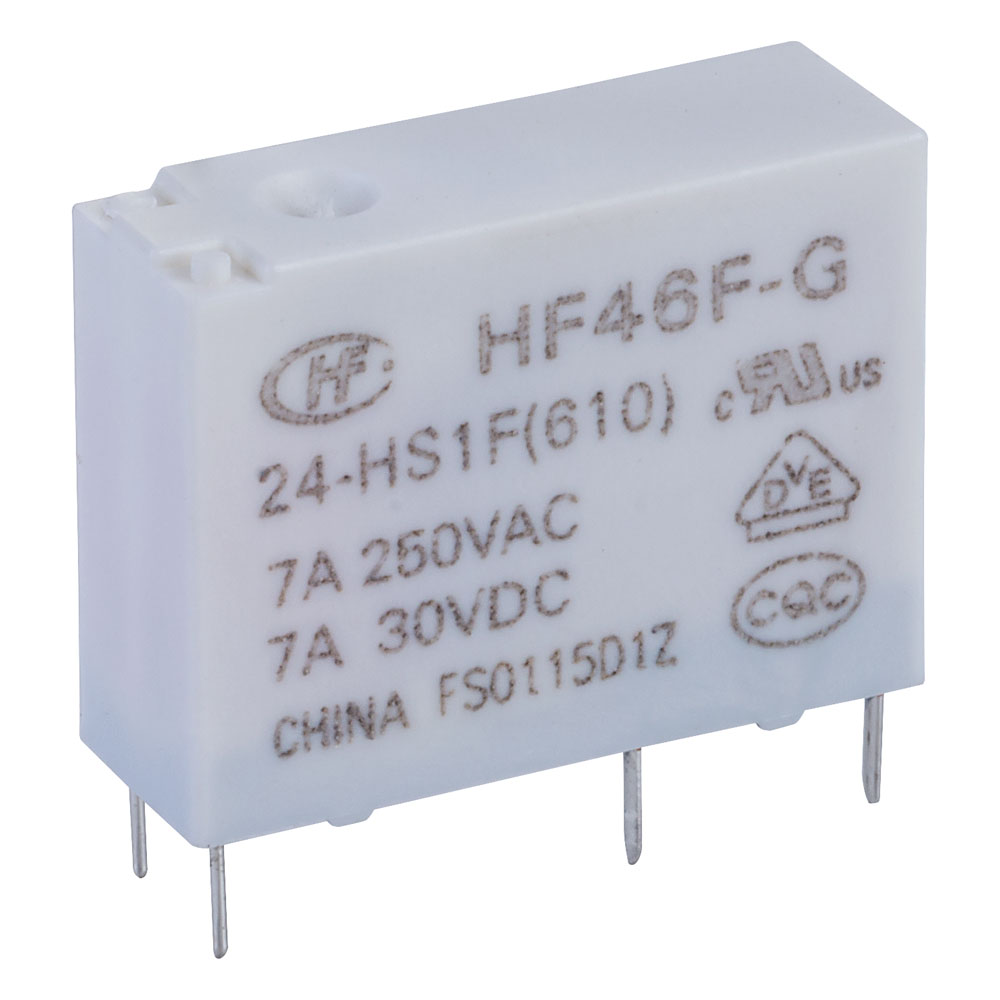 Hongfa HF46F-G/024-HS1F PCB Relay 24VDC SPST-NO 10A | Rapid Electronics