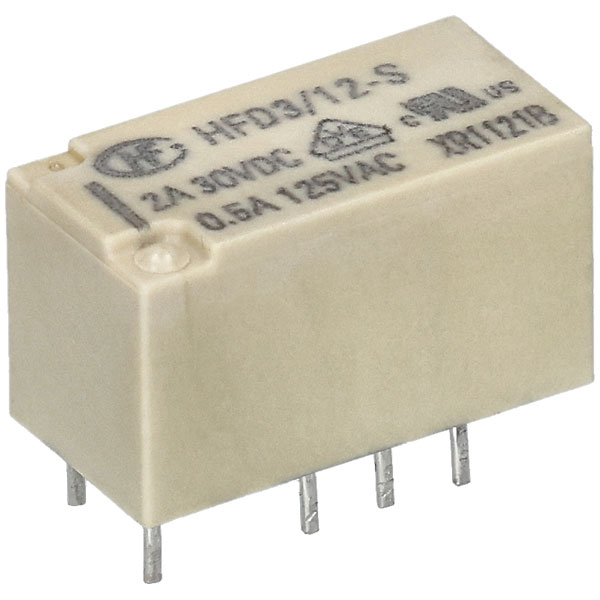 Hongfa HFD3/012-S PCB Signal Relay 12V DC DPDT 2A SMT Type | Rapid Electronics