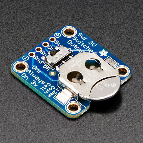 Adafruit ADA1867 12mm Coin Cell Breakout w/ On-Off Switch | Rapid Online