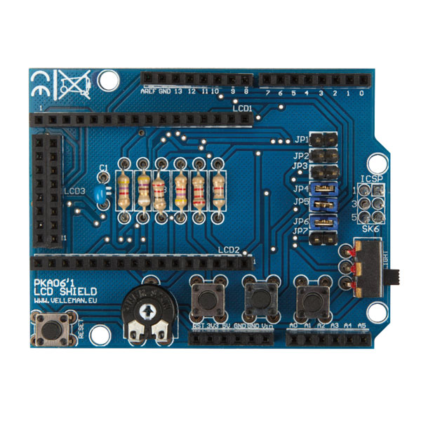 Velleman Ka06 Lcd Shield For Arduino Including Lcd Kit Rapid Online