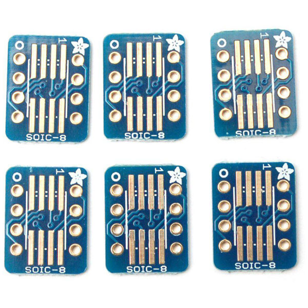 Adafruit 1212 SMT breakout PCB for SOIC or TSSOP 8 Pin Pack of 6 ...