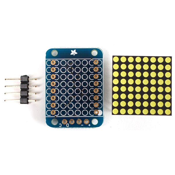 Adafruit 1080 Mini 0.7" 8x8 LED Matrix with I2C Backpack Ultra Bright ...