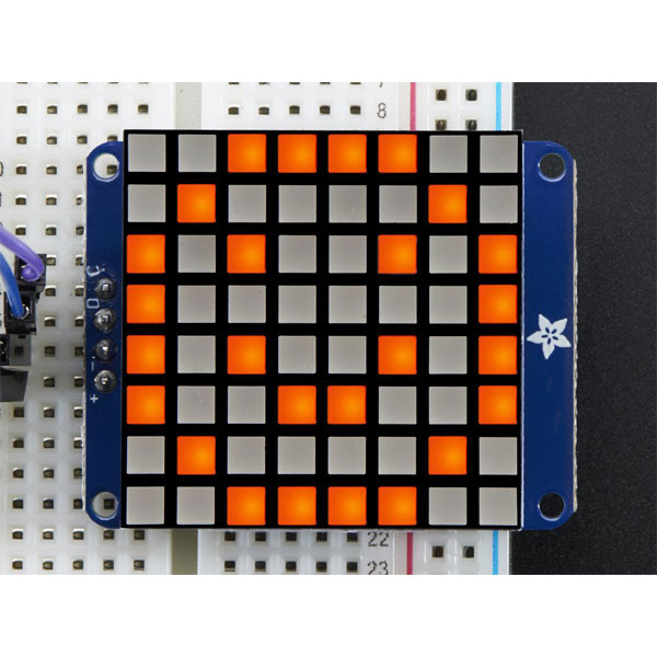 Adafruit 1854 Small 1.2" 8x8 Bright Square LED Matrix with I2C Backpack ...