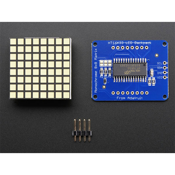 Adafruit 1857 Small 1.2" 8x8 Bright Square LED Matrix with I2C Backpack ...