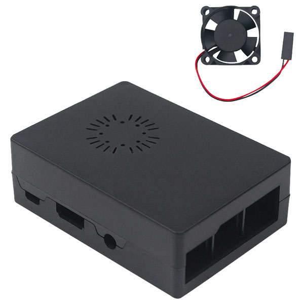 Raspberry Pi 3 Model B+ Case with Cooling Fan - Black | Rapid Electronics