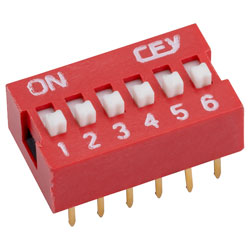 RVFM DS1040-6 RN DIL Switch 6-way 12-pin | Rapid Electronics