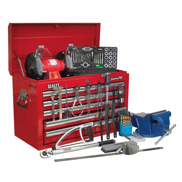 Sealey AP33059ENG Topchest 5 Drawer- BB Runners - Red - 78pc Tool Kit ...
