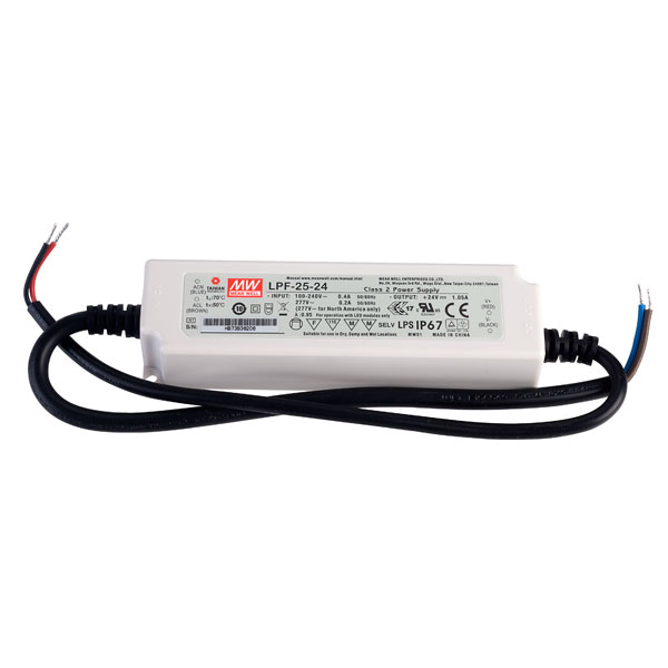 Mean Well LPF-25-24 Constant Voltage & Constant Current LED PSU 24V 1.05A 25.2W | Rapid Electronics