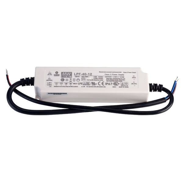 Mean Well LPF-40-12 Constant Voltage & Constant Current LED PSU 12V 3.34A 40W | Rapid Electronics