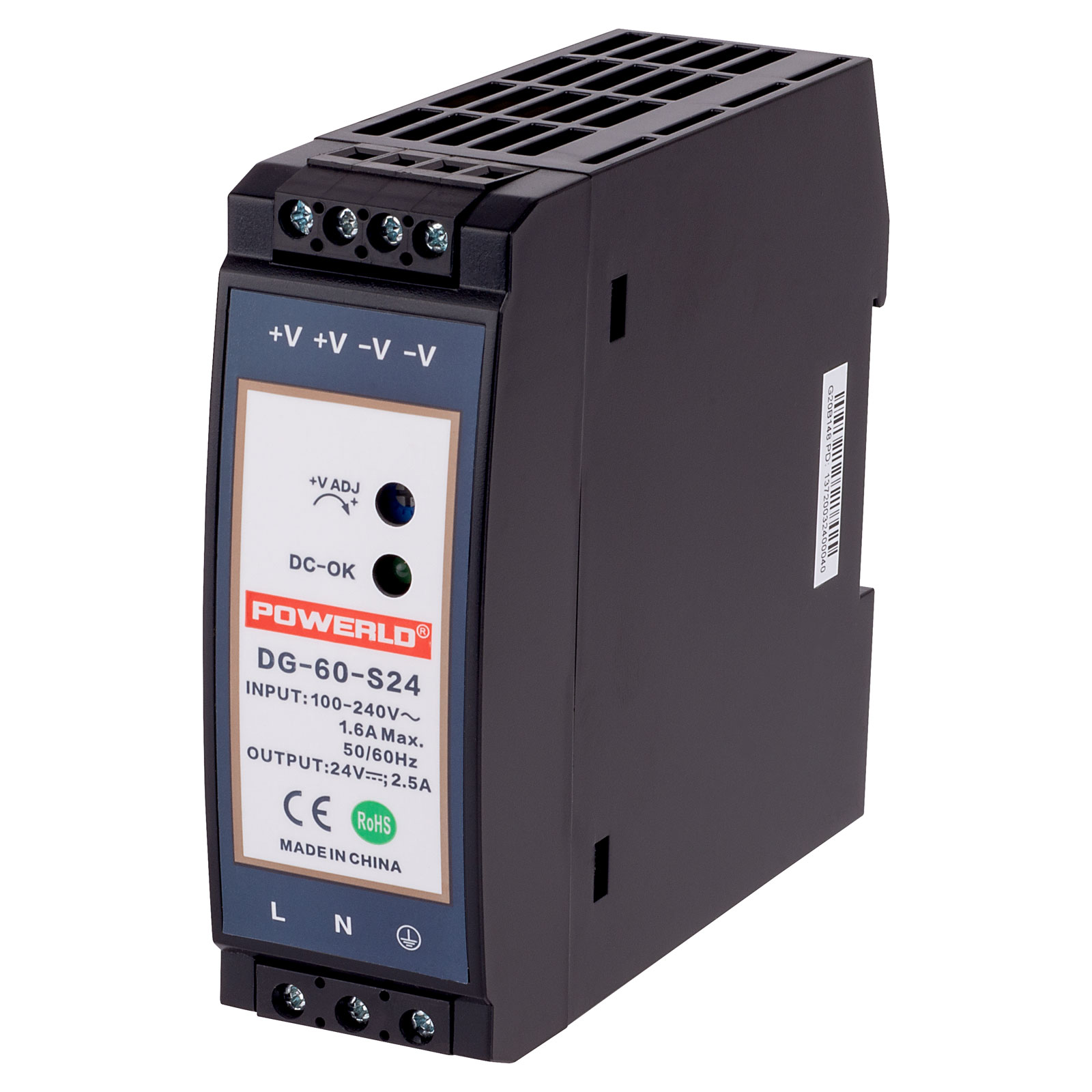 TT Electronics DG-60-S24 DIN Rail Non-PFC Power Supply 24V DC 2.5A 60W ...