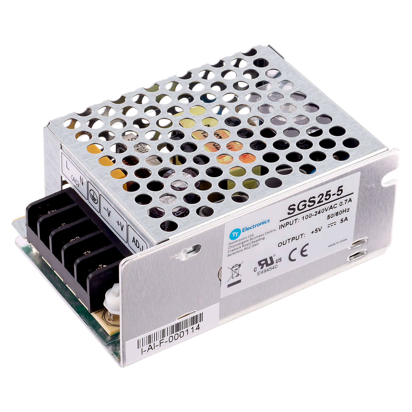 TT Electronics SGS-25-5 Enclosed Power Supply 5V DC 5A 25W | Rapid ...