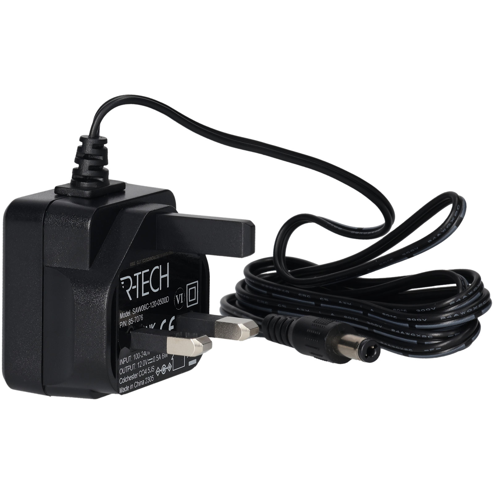 R-TECH 857076 AC/DC Adapter 12vdc 500mA UK Plug Top | Rapid Online