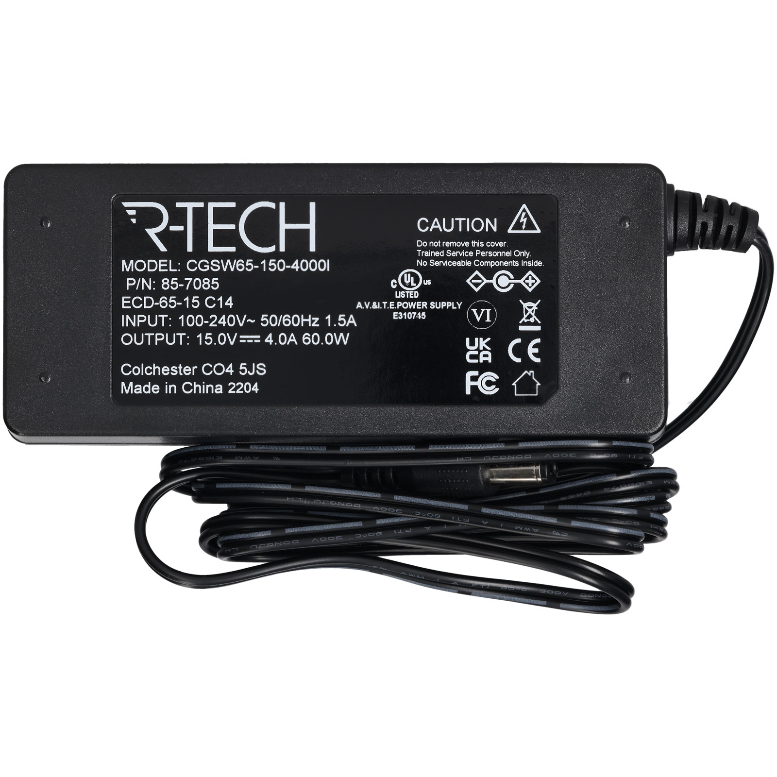 R-TECH 857085 AC/DC Adapter 15vdc 4amp C14 Desktop | Rapid Online