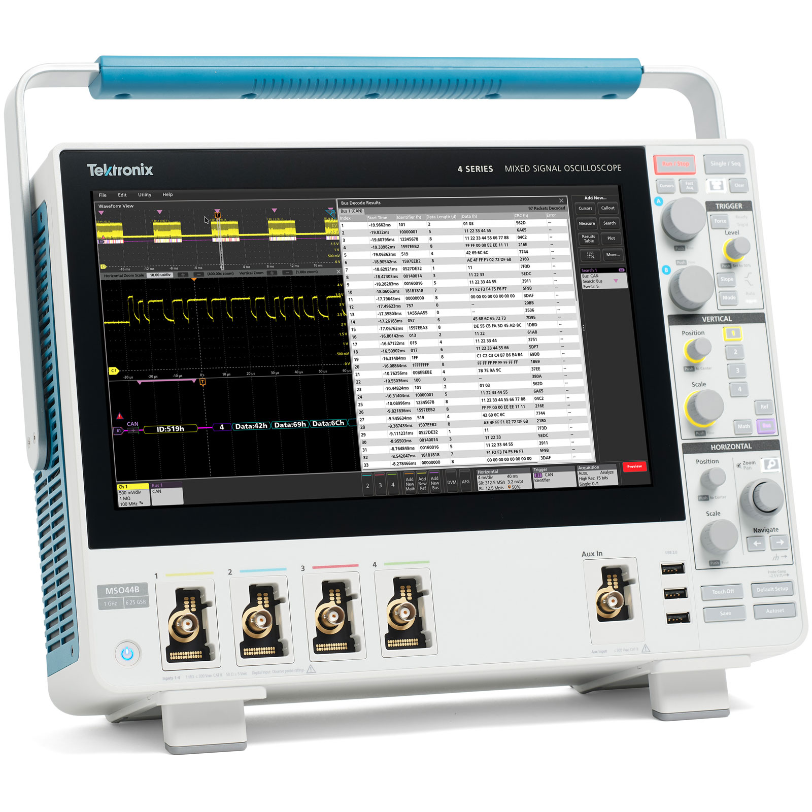Tektronix MSO44B 4-BW-500 Mixed Signal Oscilloscope 4 FlexChannels 500MHz | Rapid Online
