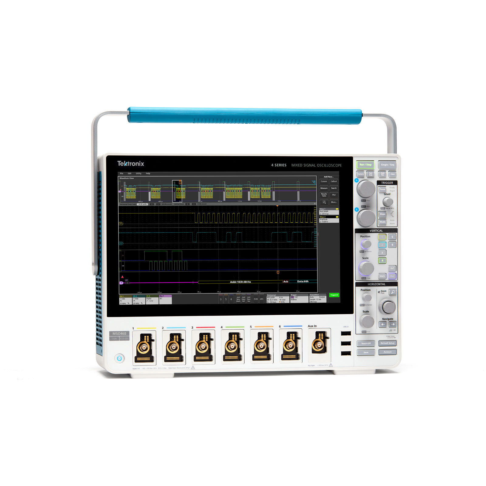Tektronix MSO46B 4-BW-200 Mixed Signal Oscilloscope 6 FlexChannels 200MHz | Rapid Online