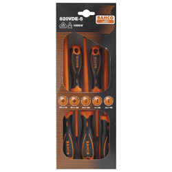 Bahco 820VDE-5 800 Series VDE Screwdriver Set Slotted/Pozi - 5 Piece | Rapid Online